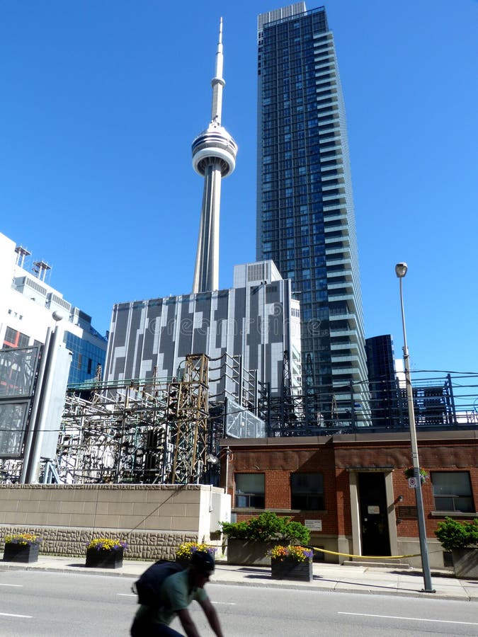 Skyscraper in Toronto with CN Tower Editorial Stock Photo - Image of ...