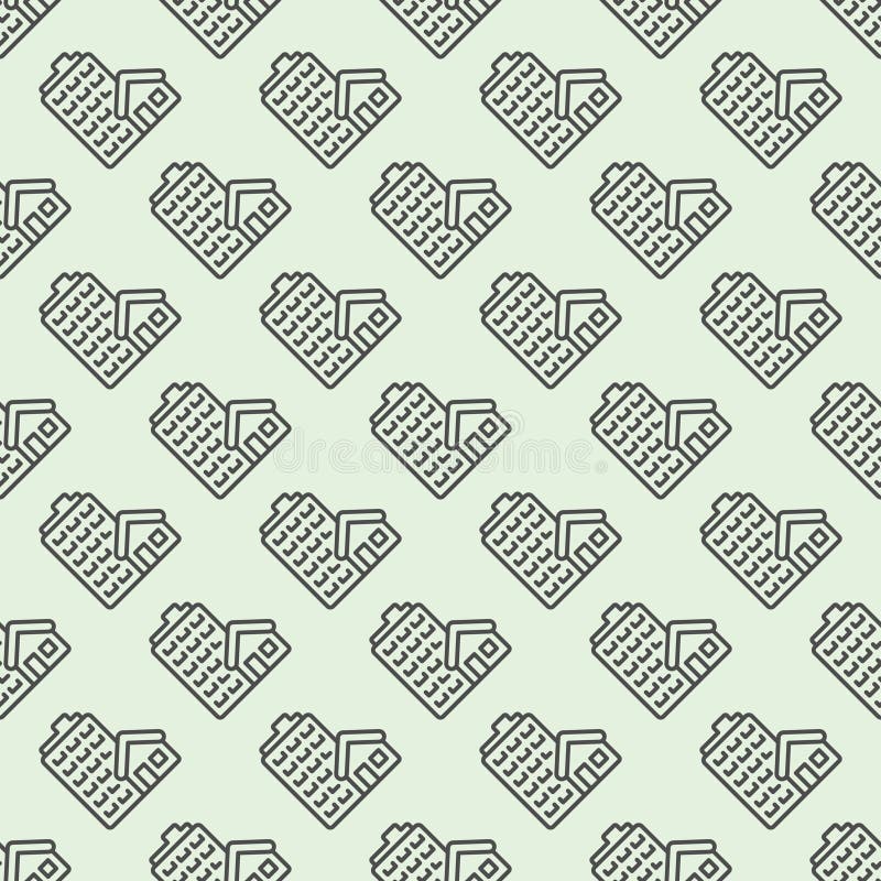 Skyscraper Tower and Cottage Building Line Seamless Pattern, Real ...