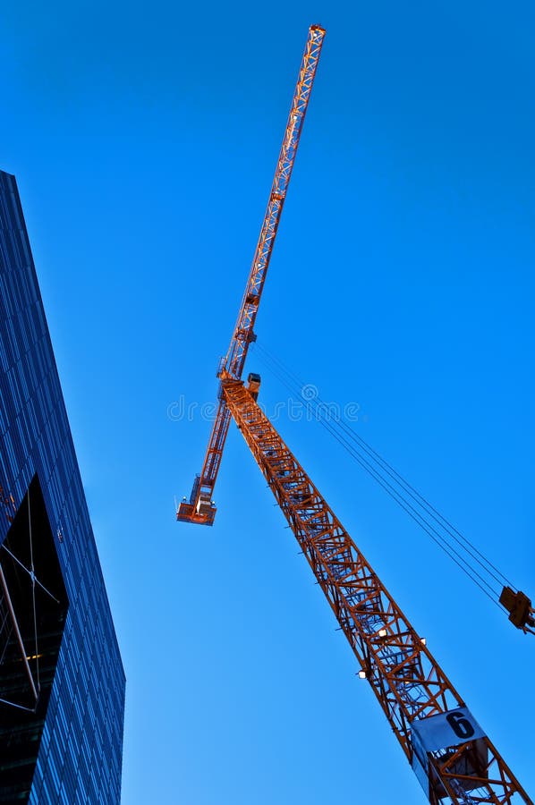 Skyscraper with Tower Cranes Stock Photo - Image of design, equipment ...