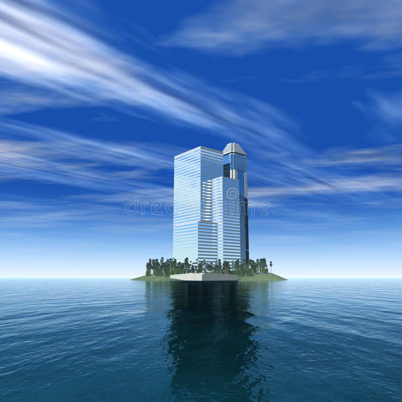 Skyscraper on a Tropical Island, a Beautiful Building, Skyscraper on ...