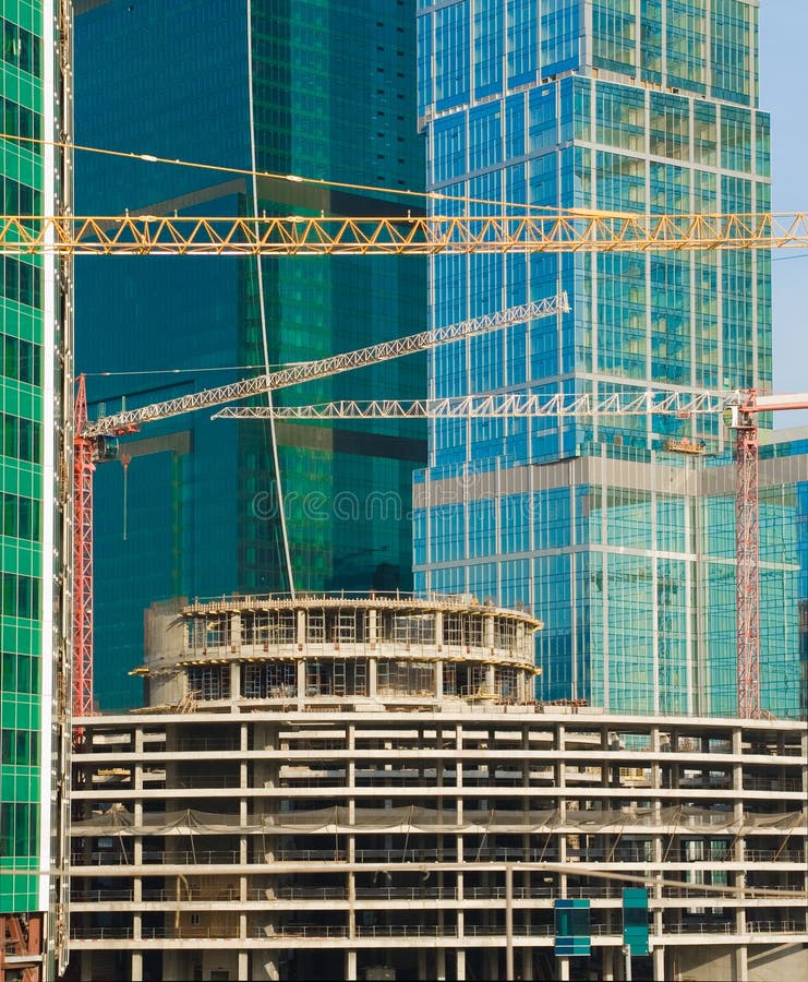 Skyscraper Under Construction Stock Image - Image of equipment ...