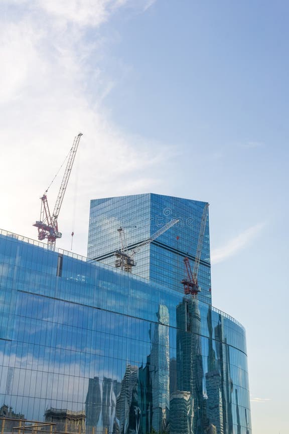 Skyscraper Under Construction in the Blue Sky Background Editorial ...