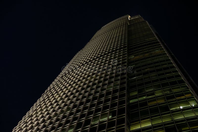 View at Night Skyscraper Background Stock Photo - Image of light ...