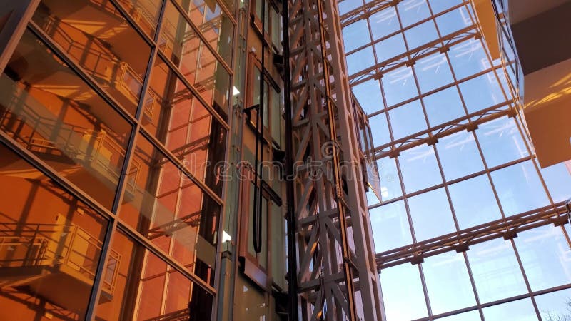 Elevator Moves Down on Unfinished Building at Stock Video - Video of ...