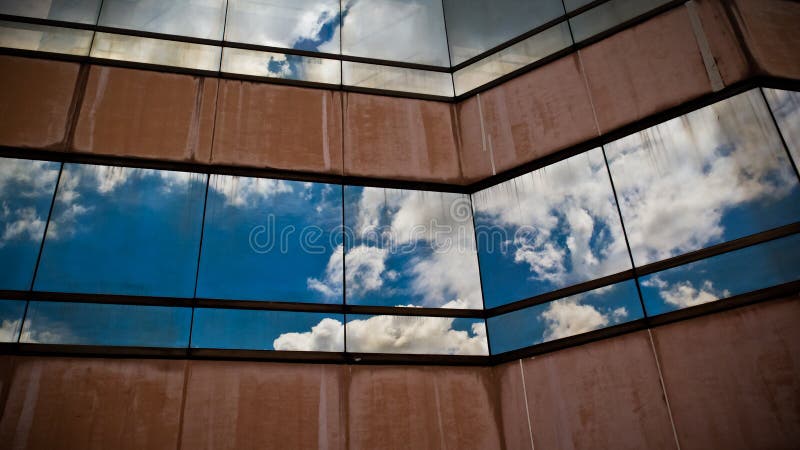 Skyscraper Windows with Reflection of the Sky Stock Photo - Image of ...