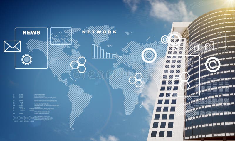 Skyscraper with world map stock photo. Image of skyscraper - 66530776