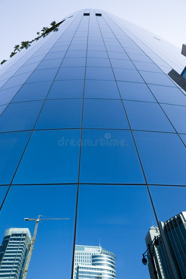 Red skyscraper in edmonton stock photo. Image of blue - 4873624