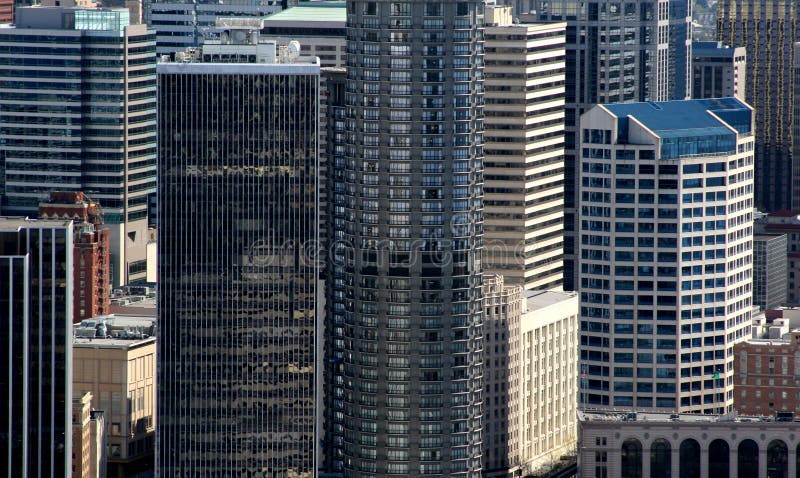 Skyscrapers in Business District Stock Photo - Image of public, office ...