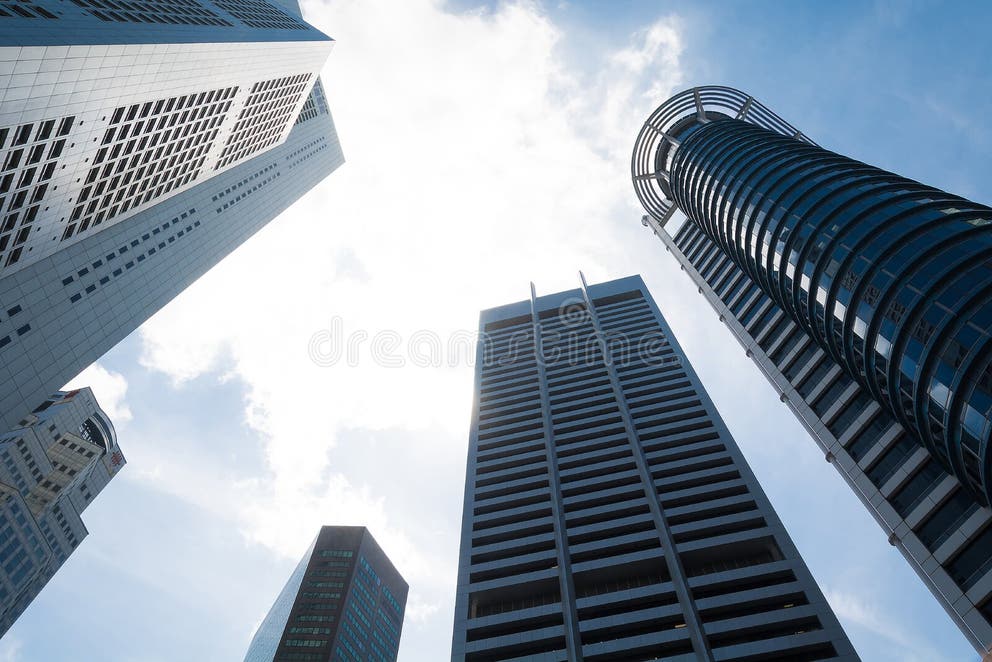 Skyscrapers with clouds stock photo. Image of building - 79597454