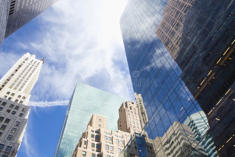 Skyscrapers with Clouds Reflection Stock Image - Image of downtown ...