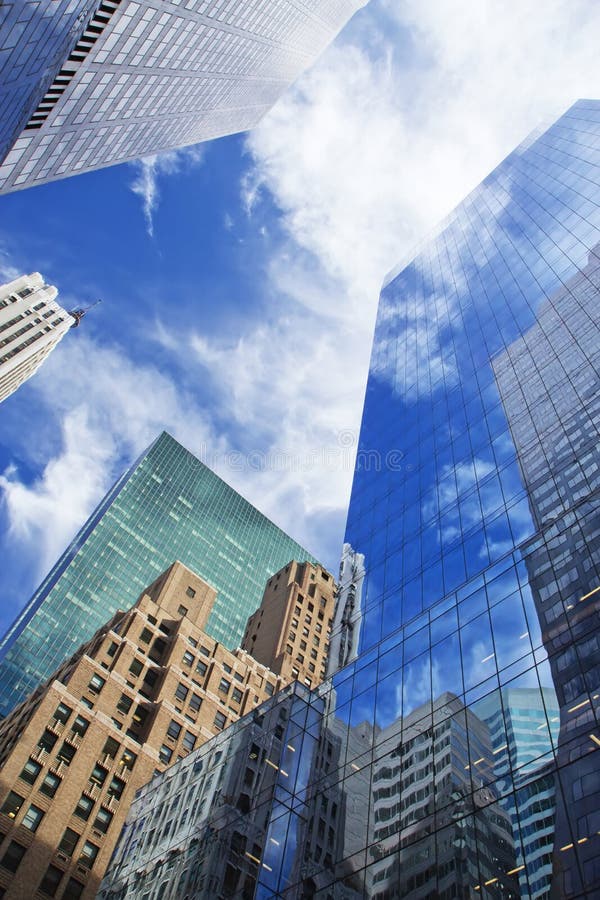 Skyscrapers with Clouds Reflection Stock Image - Image of high ...
