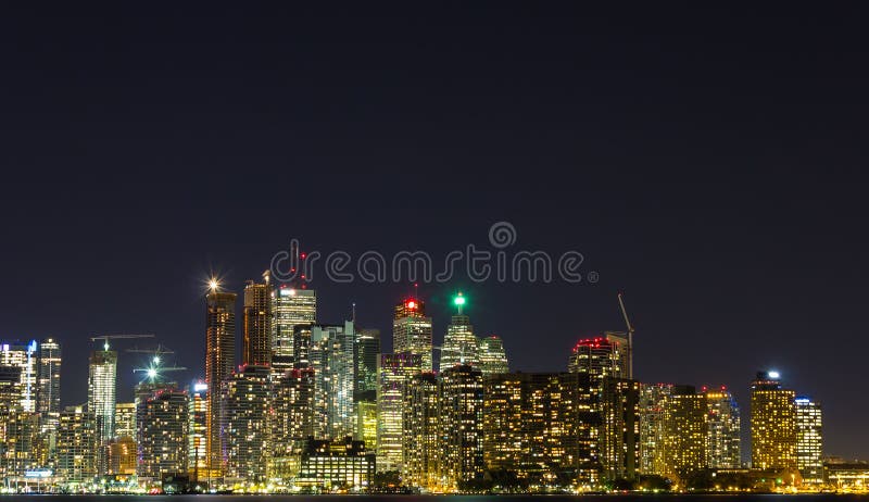 Skyscrapers and Condos at Night in Toronto Stock Image - Image of color ...