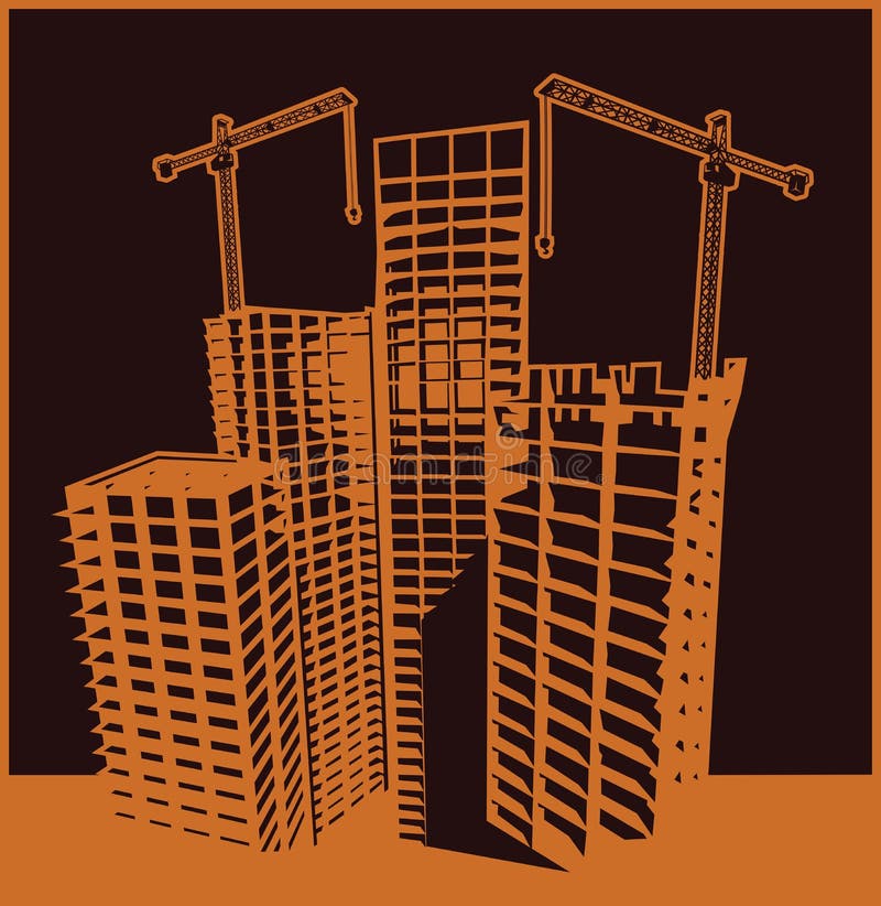 Skyscrapers Construction Poster Stock Vector - Illustration of graphic ...