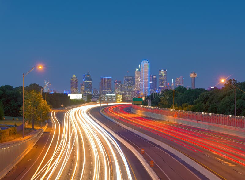 Dallas Skyline Reflection at Dawn, Downtown Dallas, Texas, USA Stock ...