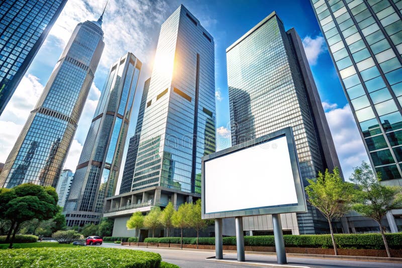 Skyscrapers Exterior Modern and Blank Billboard Stock Illustration ...