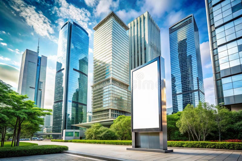 Skyscrapers Exterior Modern and Blank Billboard Stock Illustration ...