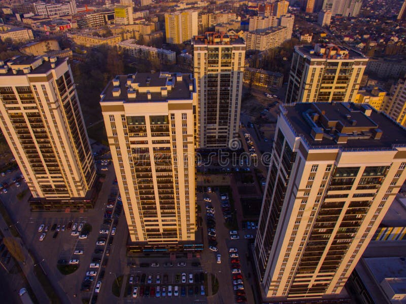 Skyscrapers Five Stars in the City Top View Stock Photo - Image of ...