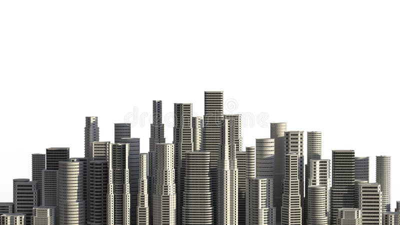 Skyscrapers Isolated on White Background. 3D Illustrating. Stock Photo ...