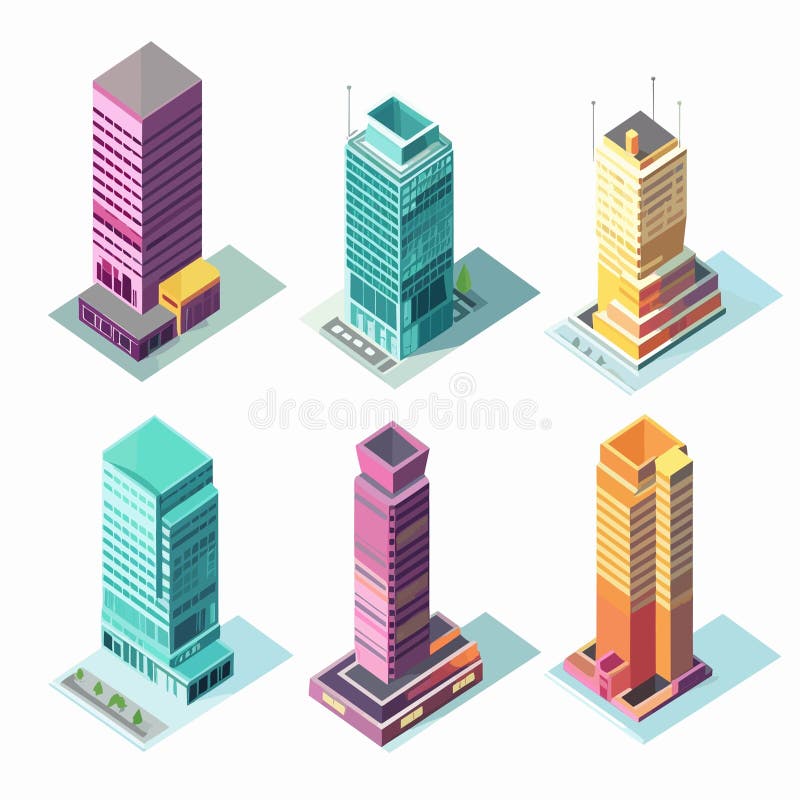 Skyscrapers Isometric Set Vector Illustration Isolated Stock Vector ... Skyscrapers Isometric Set Vector Illustration Isolated Stock Vector ...