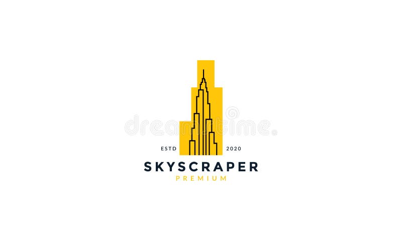 Skyscrapers Line Art Outline Modern Logo Vector Icon Design Stock ...