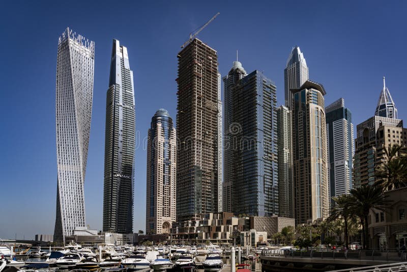 Skyscrapers Line the Marina in Dubai Editorial Photo - Image of huge ...