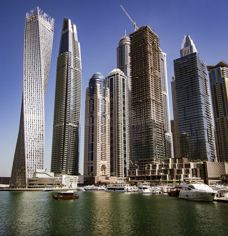 Skyscrapers Line the Marina in Dubai Editorial Stock Photo - Image of ...