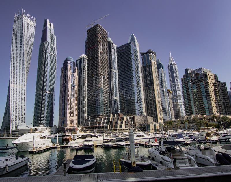 Skyscrapers Line the Marina in Dubai Editorial Stock Image - Image of ...