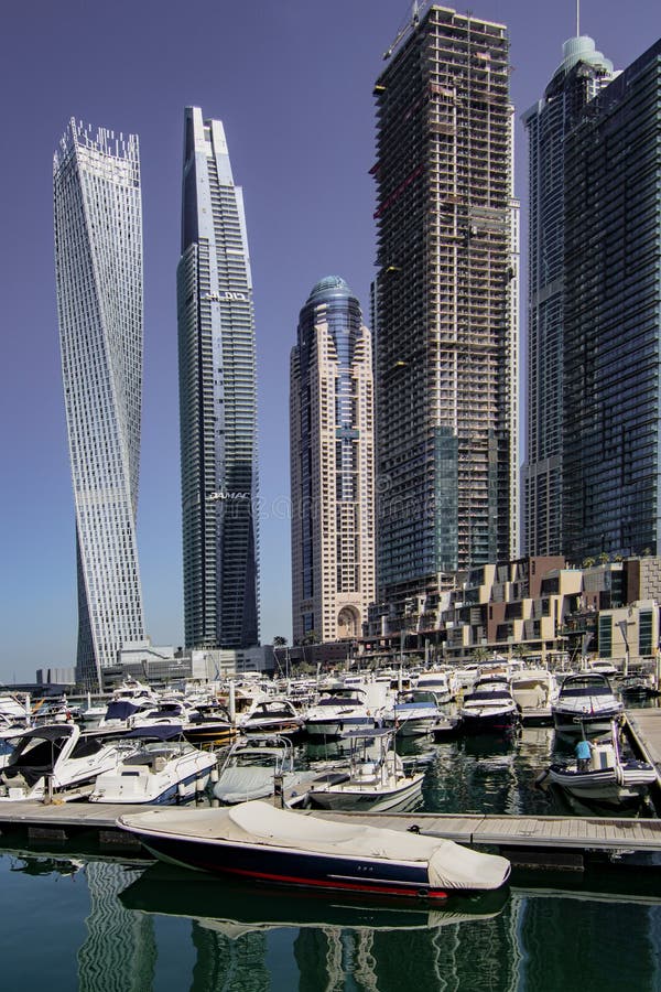 Skyscrapers Line the Marina in Dubai Editorial Image - Image of night ...