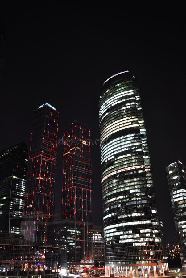 Skyscrapers at night. stock image. Image of labor, exchange - 16859095