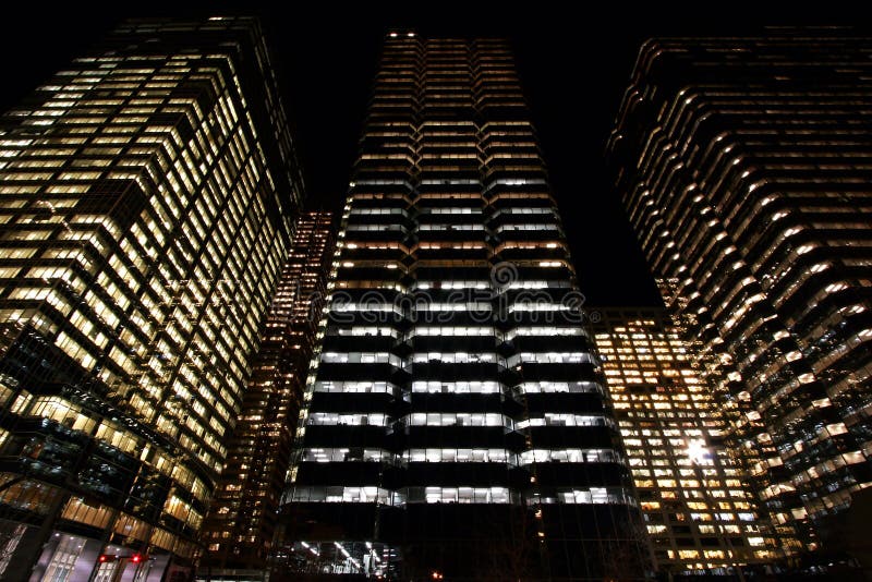 Skyscrapers at night stock image. Image of towering, properties - 2528033