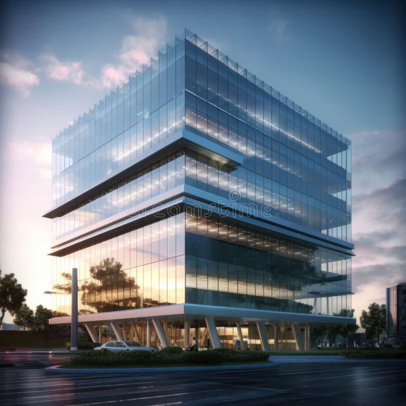 Office Building in Night Office Building Skyscrapers at Night Stock ...