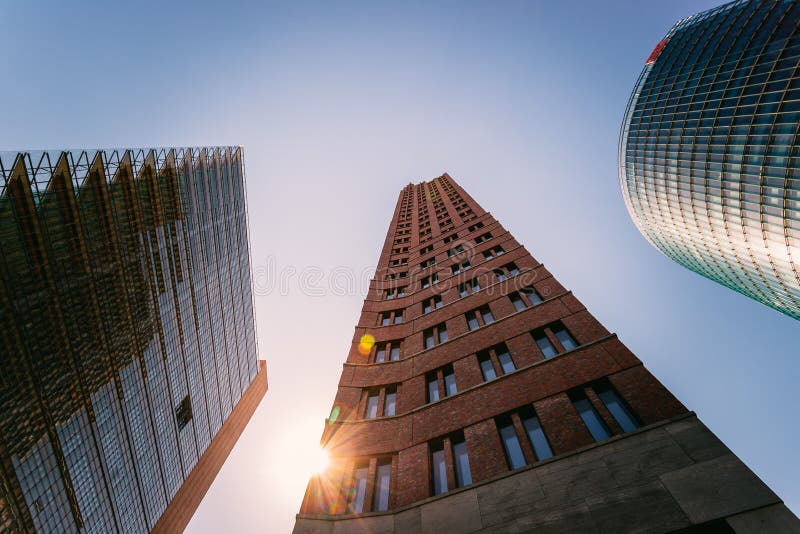 Skyscrapers on Postsdamer Square in Berlin, Evening Scenery Stock Image ...