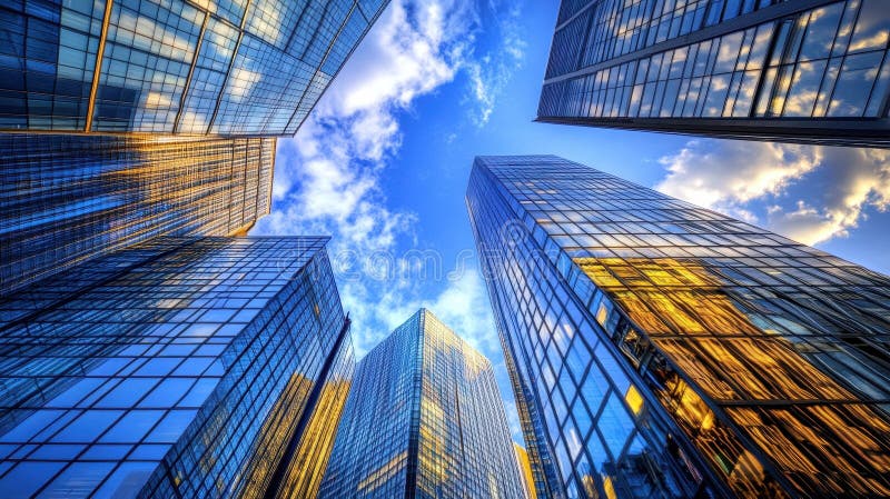 Skyscrapers Reach for the Sky a Modern Architectural Perspective with ...