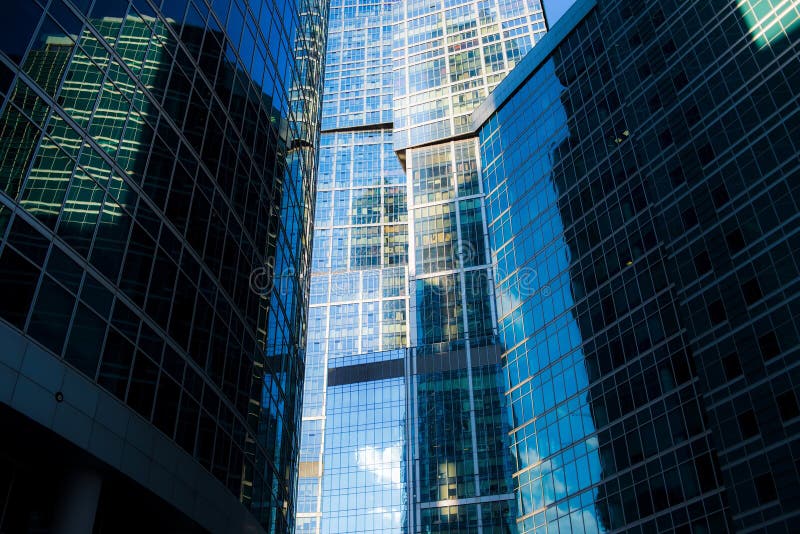 Skyscrapers Reflection Buildings. Abstract Technology Background ...