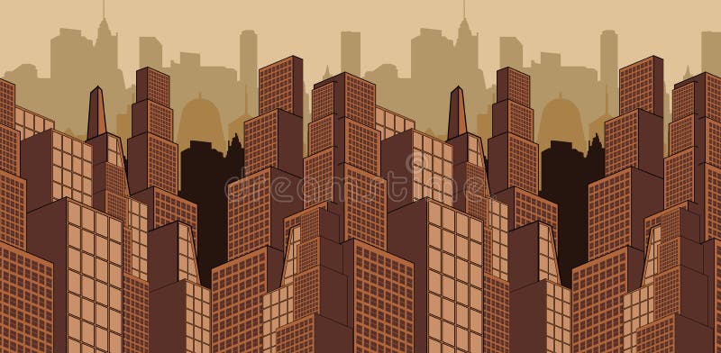 Skyscrapers Seamless Horizontal Vector Pattern. City Scape. Urban ...