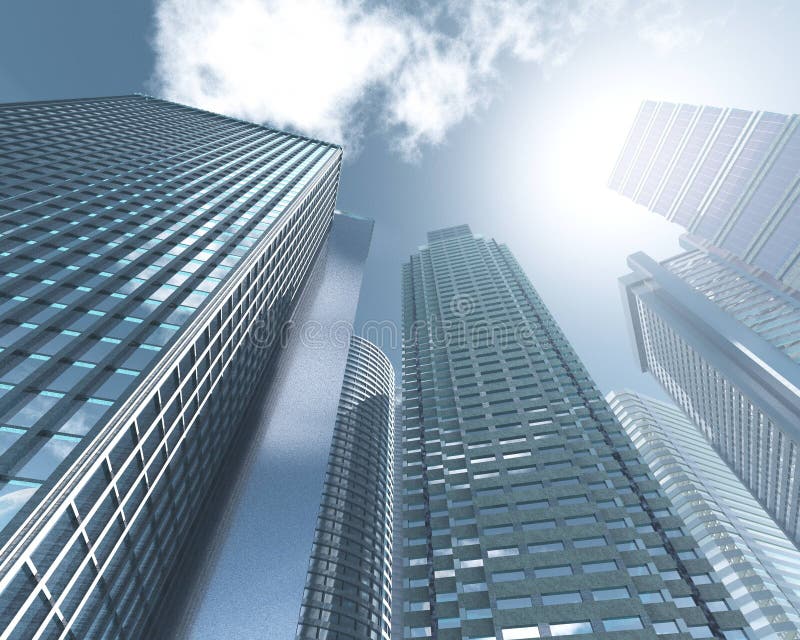 Skyscrapers sky view, stock image. Image of modern, architecture ...
