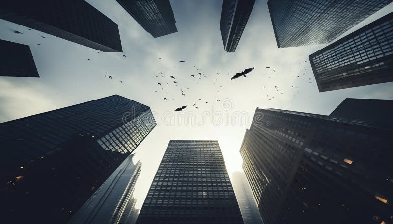 Skyscrapers Touching the Sky, High Angle View. Generative Ai Stock ...