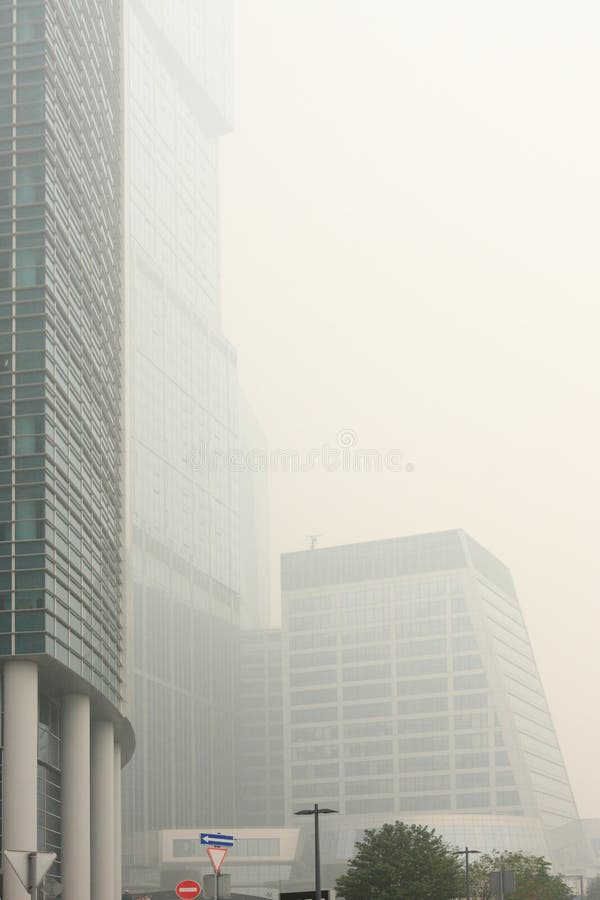 Air Pollution Over the Town Stock Photo - Image of dirty, skyscraper ...