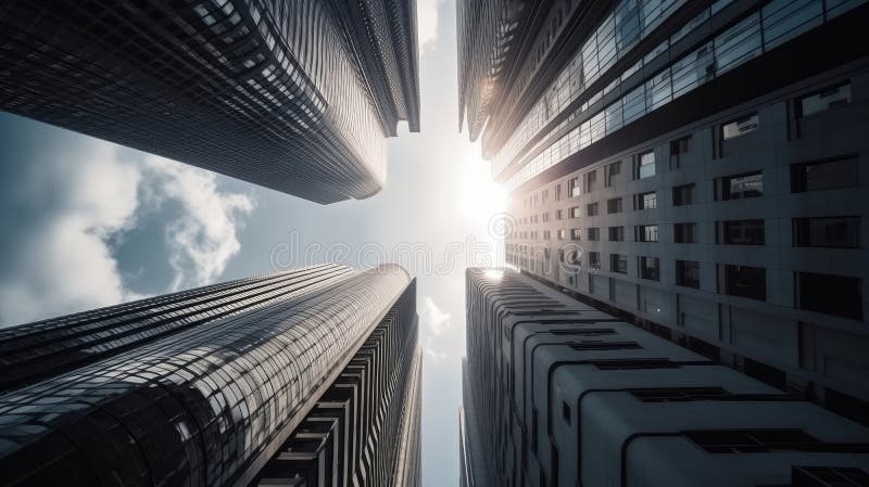 Skyscrapers View from Below. Generative AI Stock Illustration ...