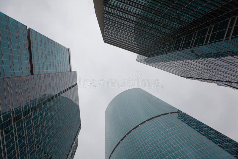 Skyscrappers upward view stock image. Image of glass - 160822485