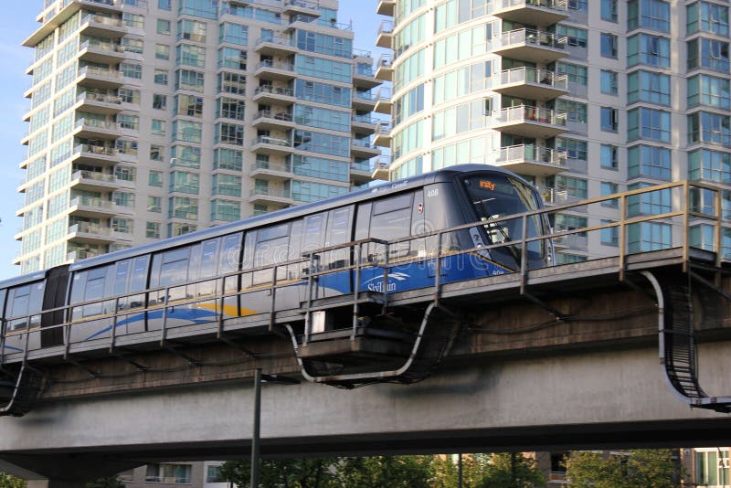 SkyTrain Passing in Downtown Editorial Image - Image of passing, rail ...
