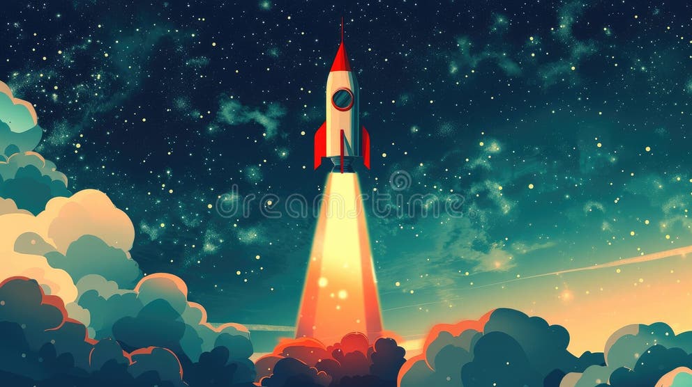 Skyward Bound: Rocket Launch Sequence. Stock Illustration ...