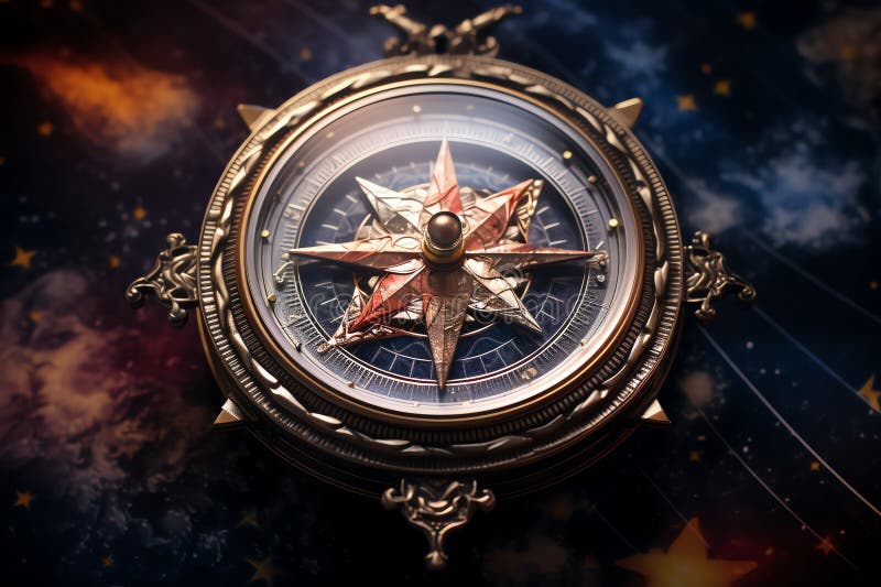 Skyward Compass Fantasy Sky Night Gazing Stock Illustration ...