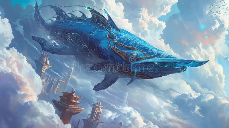 Skyward Leviathan Majesty with Beautiful Sky. Generative AI Stock ...