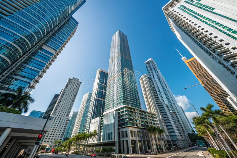 Skyward View of the Brickell Area in Downtown Miami Stock Photo - Image ...
