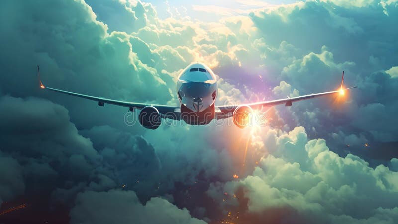 Skyward Voyage: Dynamic Animation Featuring Passenger Plane Aloft ...