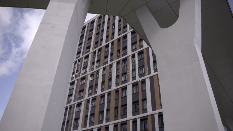 Skyway Bridge on Supporting Columns by Office Buildings Stock Footage ...