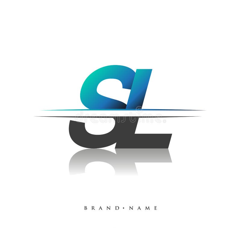 SL Initial Logo Company Name Colored Black and Blue, Simple and Modern ...