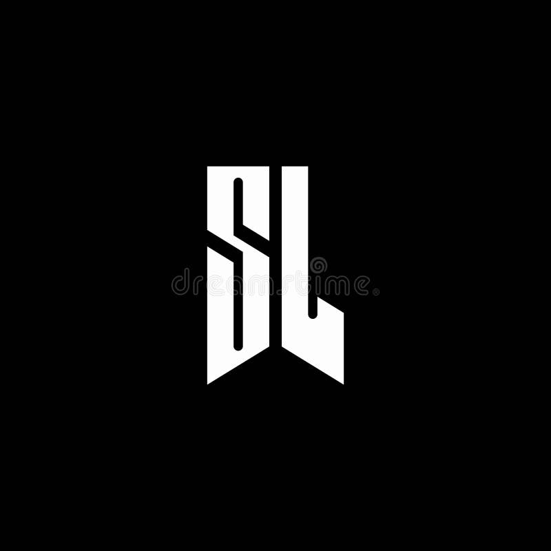SL Logo Monogram with Emblem Style Isolated on Black Background Stock ...