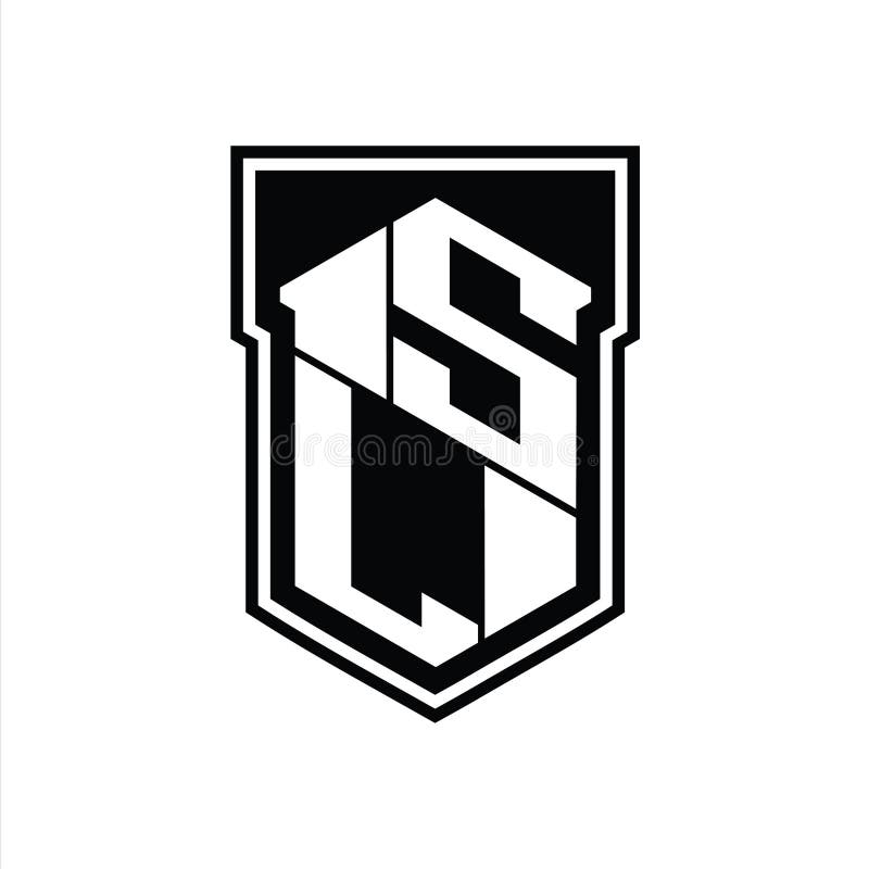 SL Logo Monogram Hexagon Geometric Up and Down Inside Shield Isolated ...